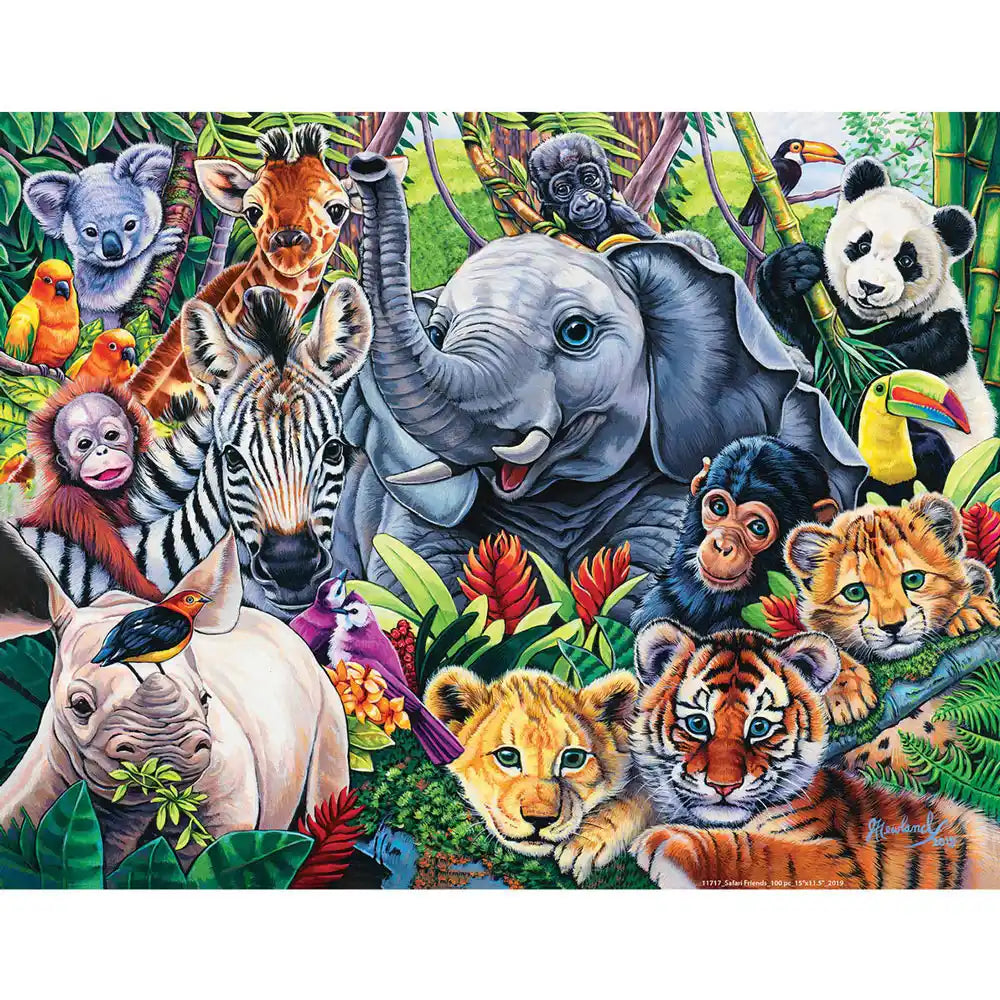 Safari Friends 100 Large Piece Jigsaw Puzzle – Bits and Pieces