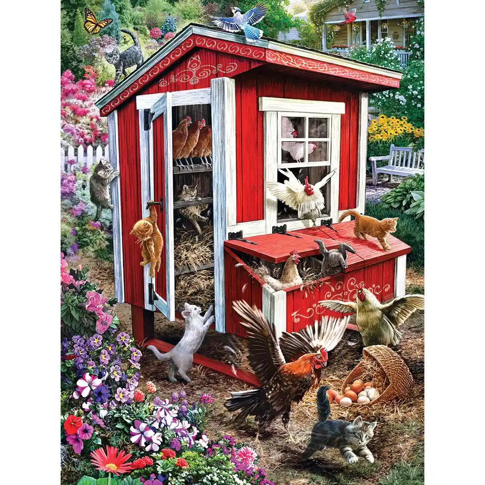 Henhouse Mayhem 300 Large Piece Jigsaw Puzzle | Bits and Pieces