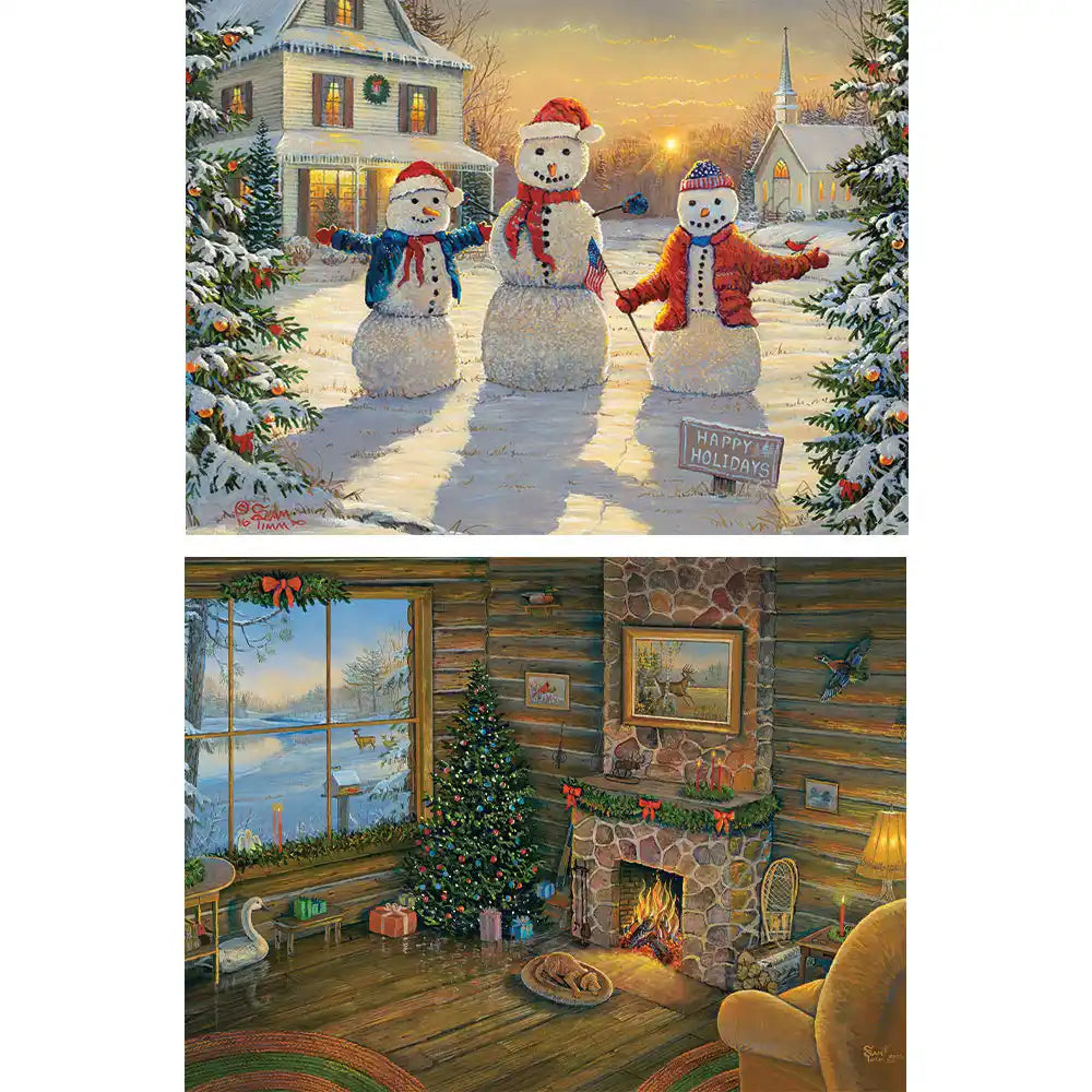 Set of 2: Sam Timm Christmas 1000 Piece Jigsaw Puzzles | Bits and Pieces