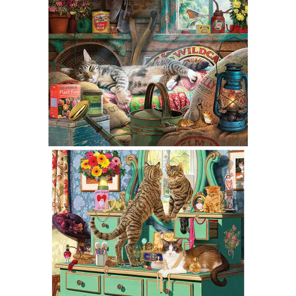 Set of 2: Comfy Cozy Cat 1000 Piece Jigsaw Puzzles | Bits And Pieces ...