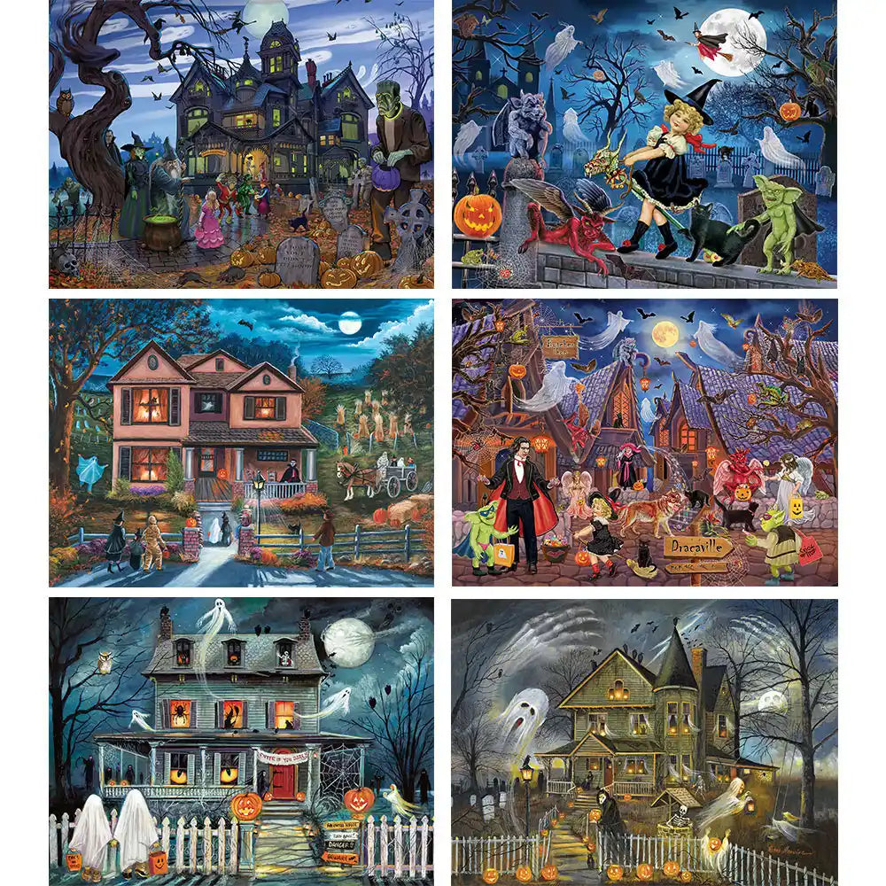 Set of 6: Halloween 1000 Piece Jigsaw Puzzles – Bits and Pieces